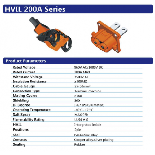 HVIL High Voltage Interlock Connector, 2Pin 8mm, 200A, Right-Angled ...