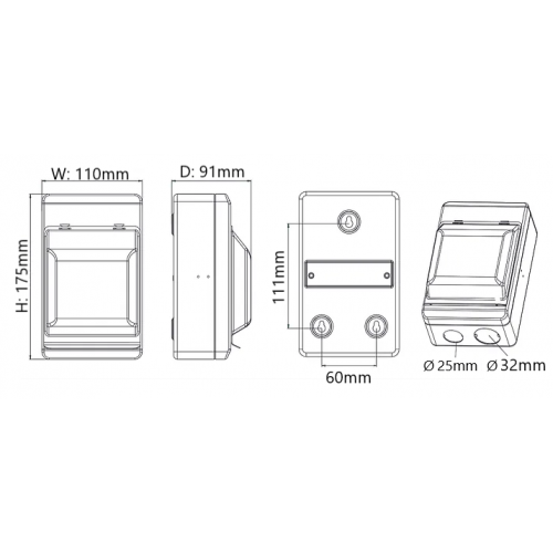 Mini Consumer Unit EV 4 Way Empty Enclosure